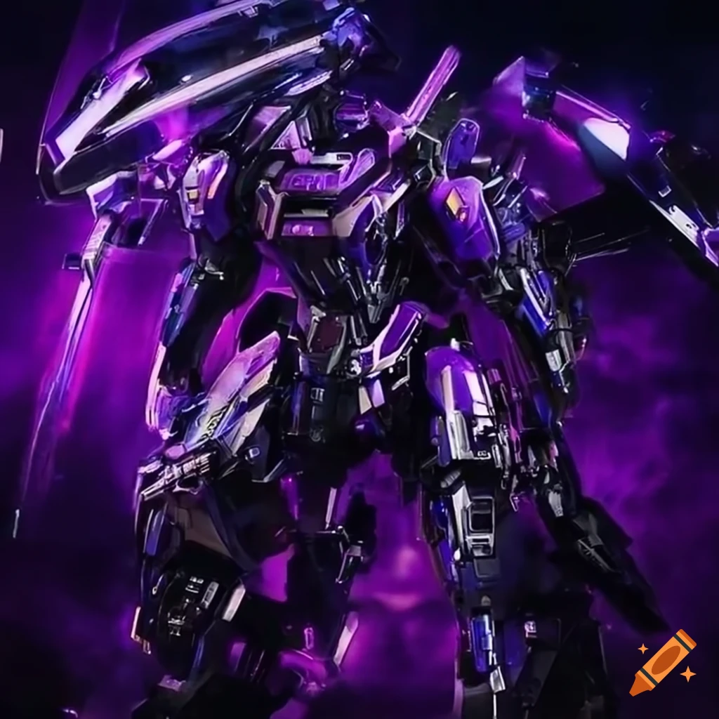 Vibrant purple futuristic mecha with intricate details on Craiyon
