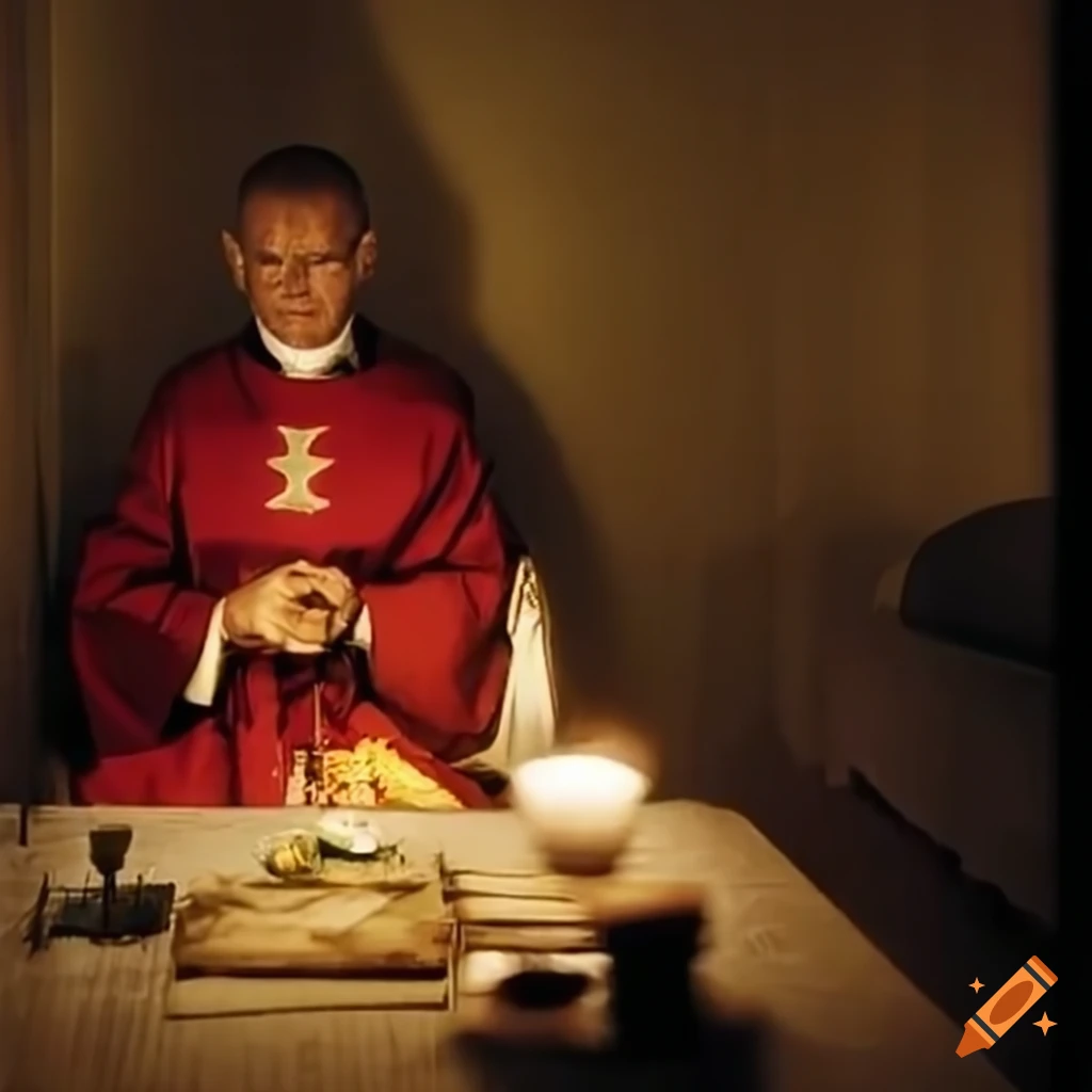 Rituals performed by a priest at night on Craiyon