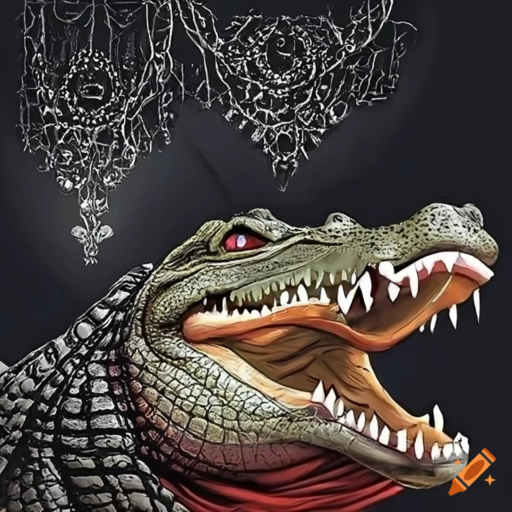 Image of a cool goth crocodile on Craiyon