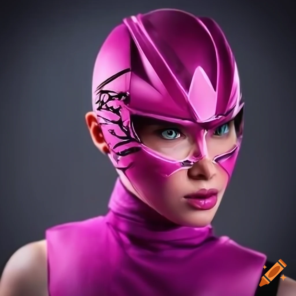Realistic pink ranger portrait on Craiyon