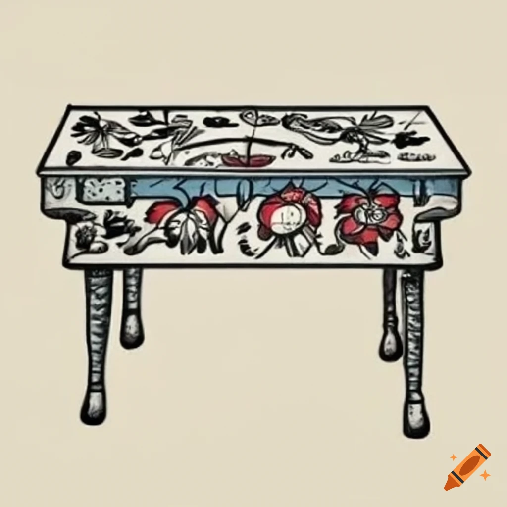 Vintage style american traditional tattoo table