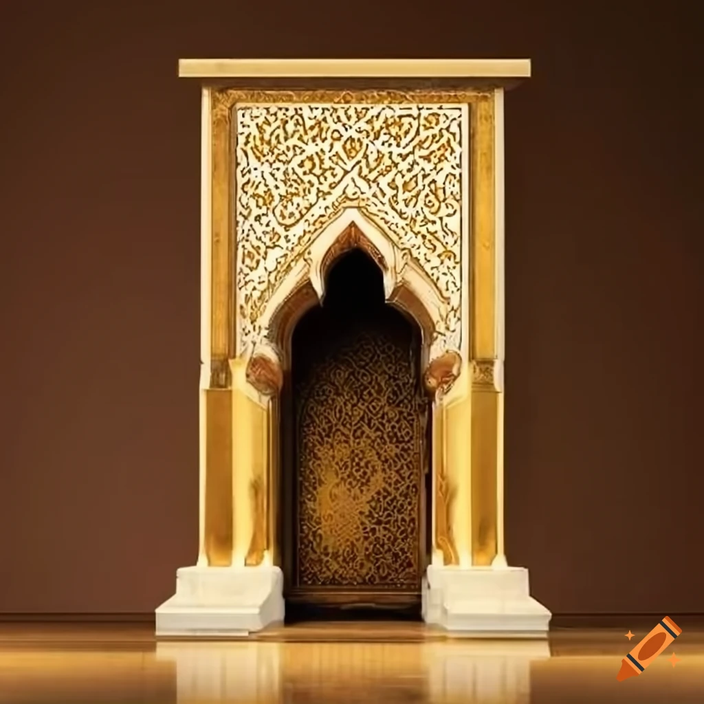 Entrance altar of islamic art in marble and gold on Craiyon
