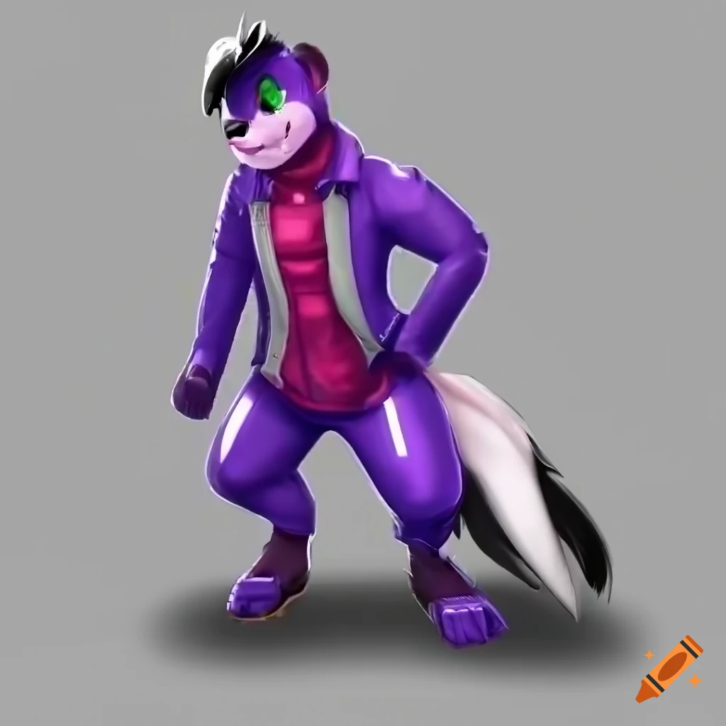 Action-packed animal hybrid fursona character in futuristic techno ...