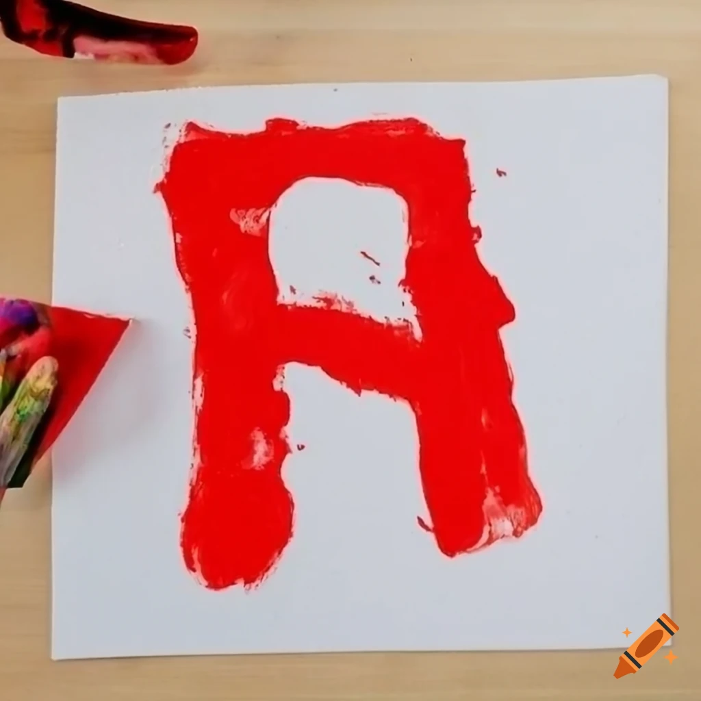 Red letter a painted by a child on Craiyon