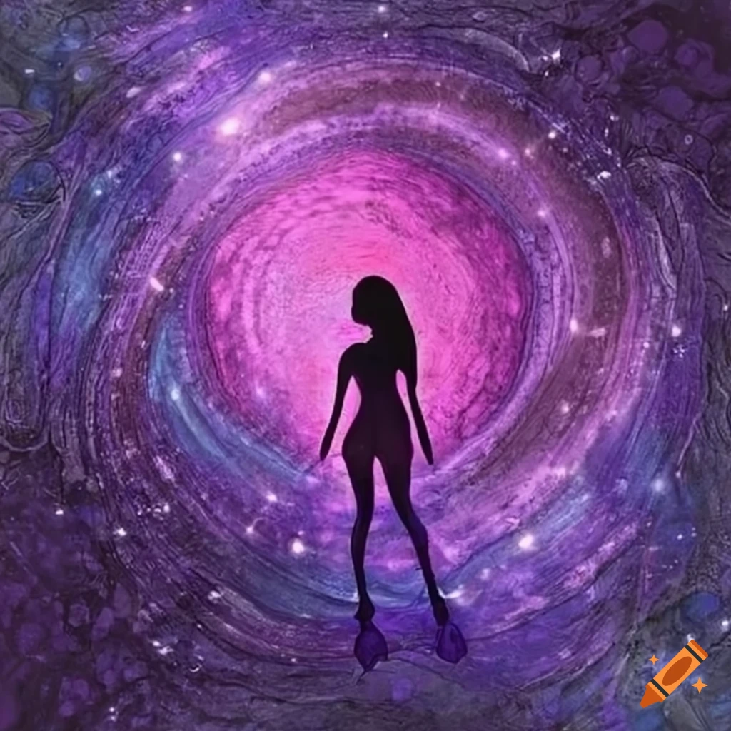 Colorful shadow of a girl in a vibrant universe on Craiyon