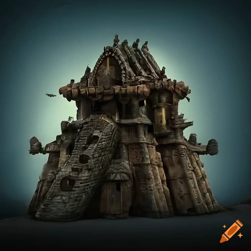 Image of a massive ancient steampunk stone temple on Craiyon