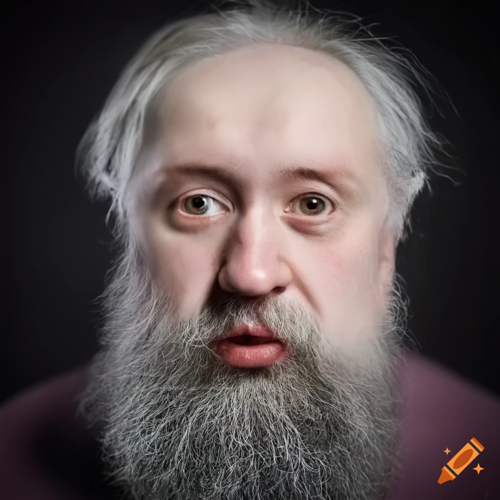 Portrait of a russian man with silver hair and beard
