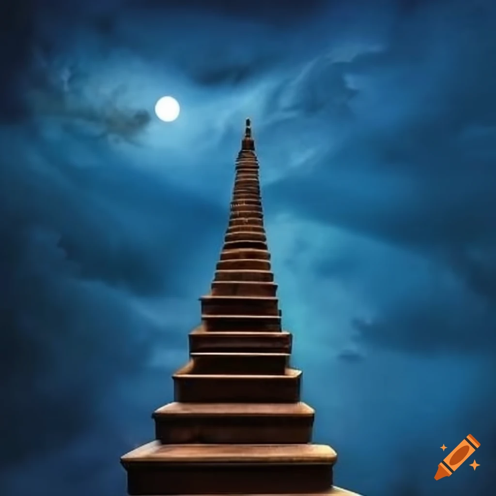 Photograph of a staircase leading upwards on Craiyon