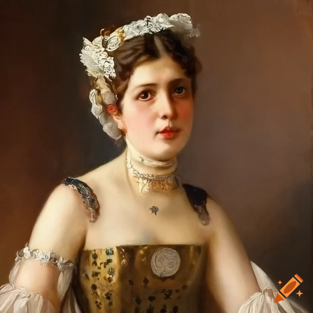 Oil painting of a noble lady in an elegant dress on Craiyon