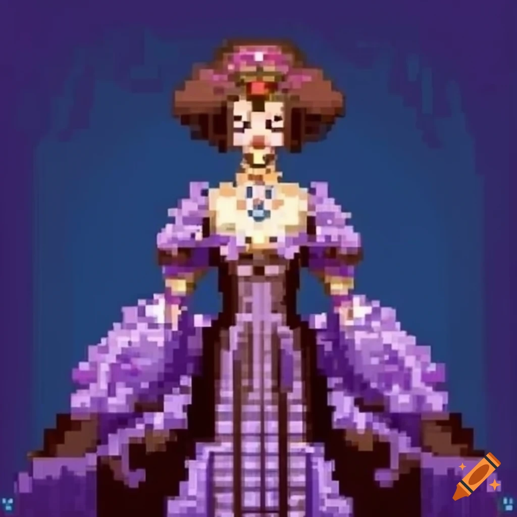 Pixel art of an elegant noble lady