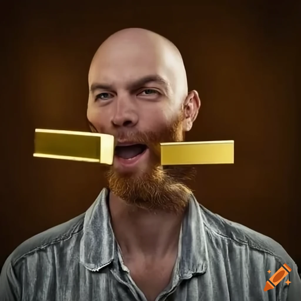 Fashionable bald man in scratched clothes on Craiyon