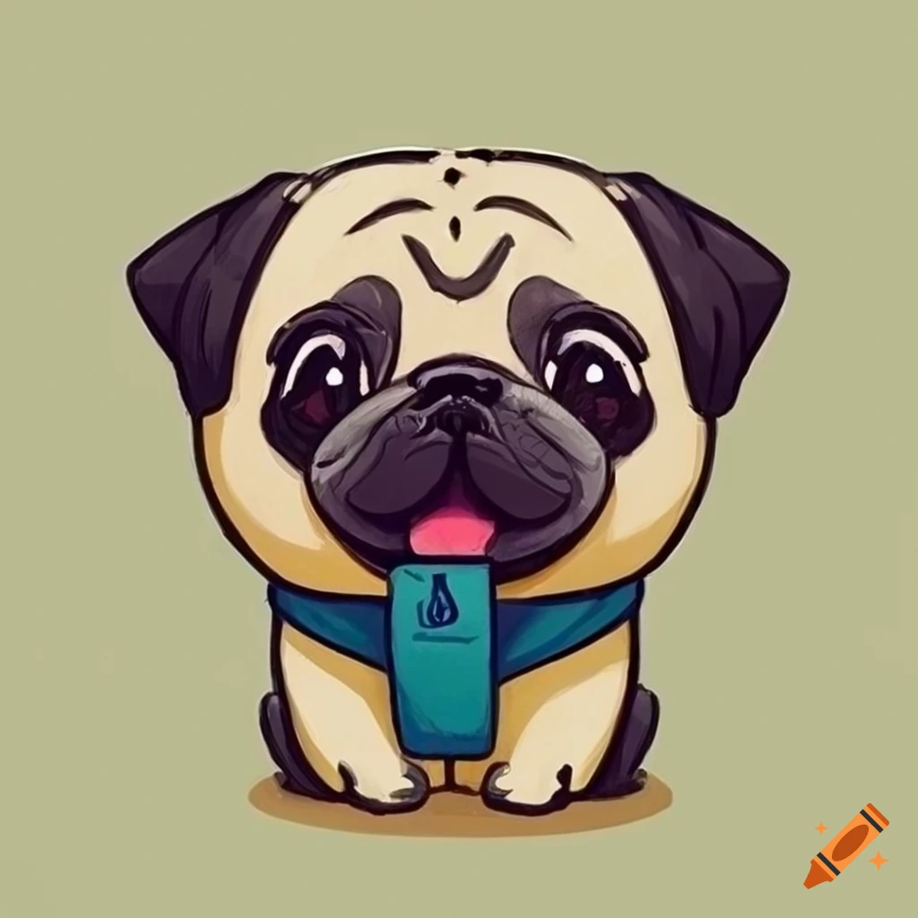 Kawaii chibi illustration of a pug on Craiyon