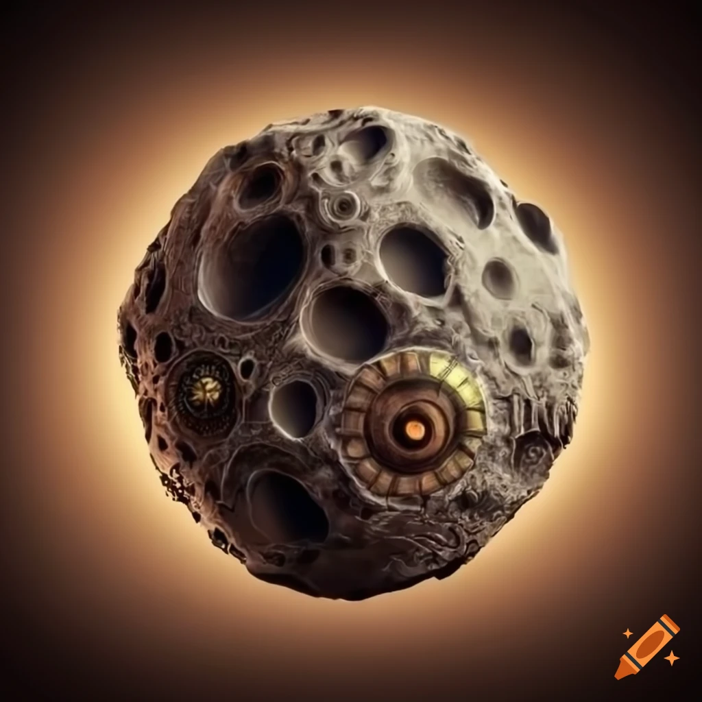 Image of a steampunk asteroid with ancient ruins on Craiyon