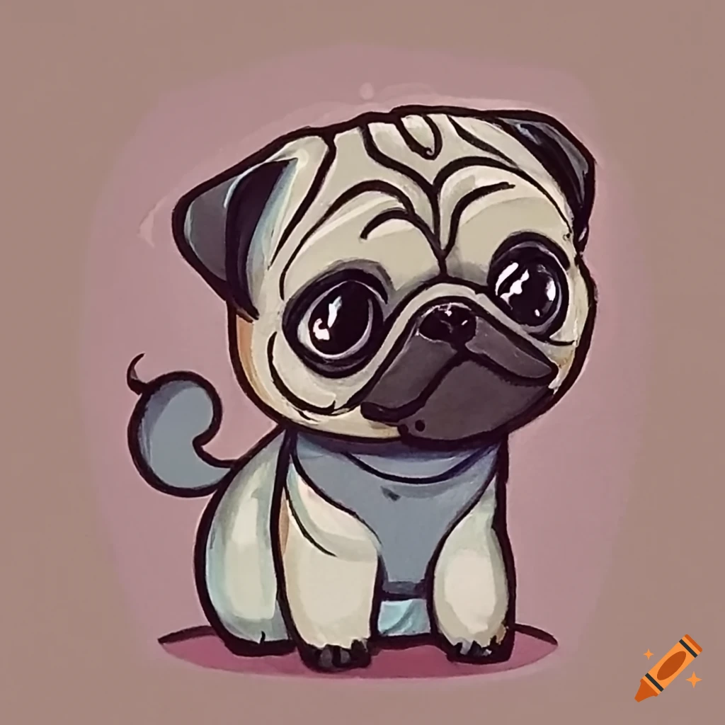 Cute chibi pug illustration on Craiyon