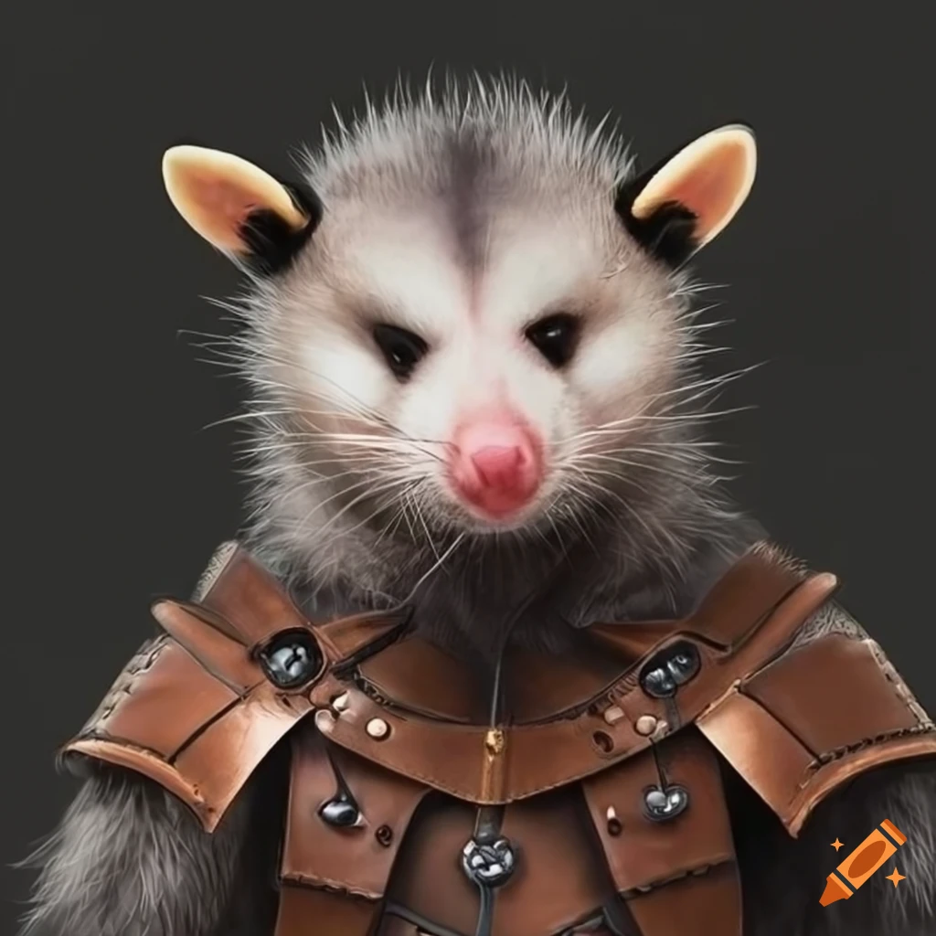 Possum wearing leather armor on Craiyon