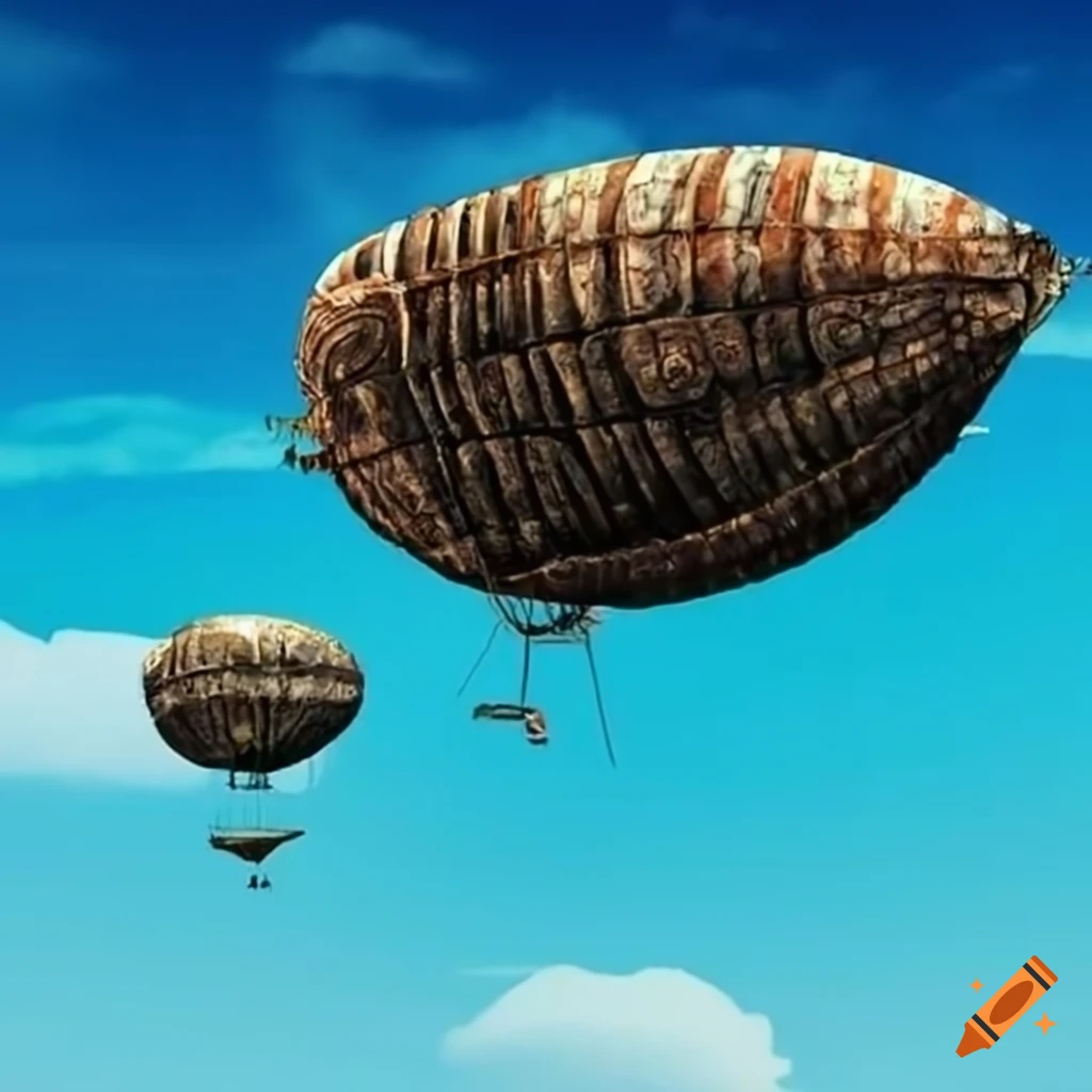 Mayan airship over mayan ruins on Craiyon