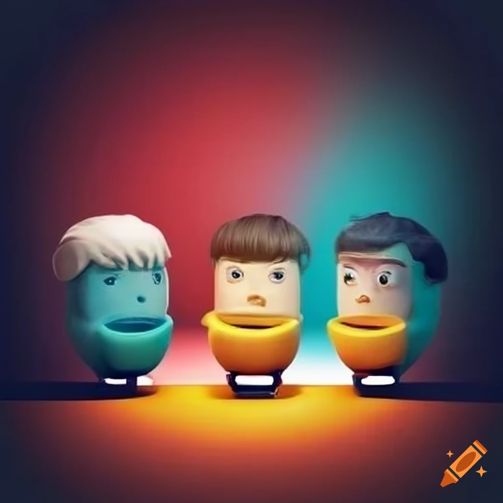 Illustration of a team lineup named "The Toilet Team" on Craiyon