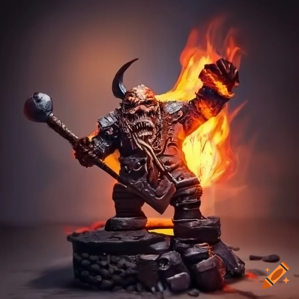 Image of a blacksmith forging a warhammer