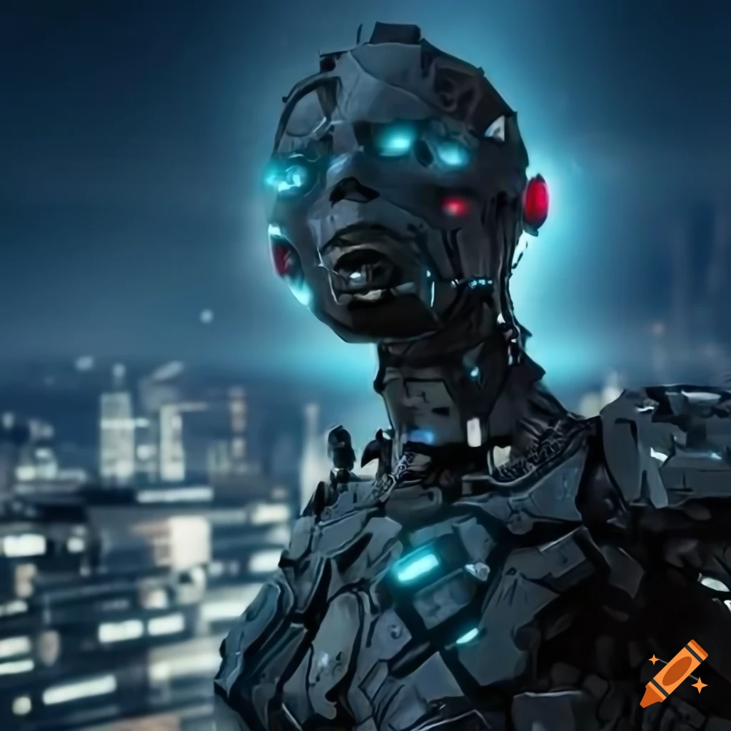 Ultra realistic concept art of a cyborg with a hawk head in a ...