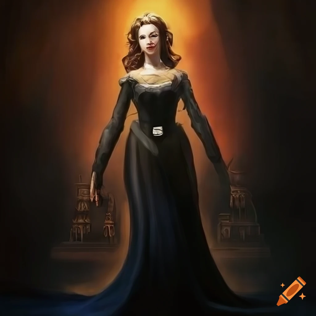 Concept art of a noble lady in an elegant dress on Craiyon