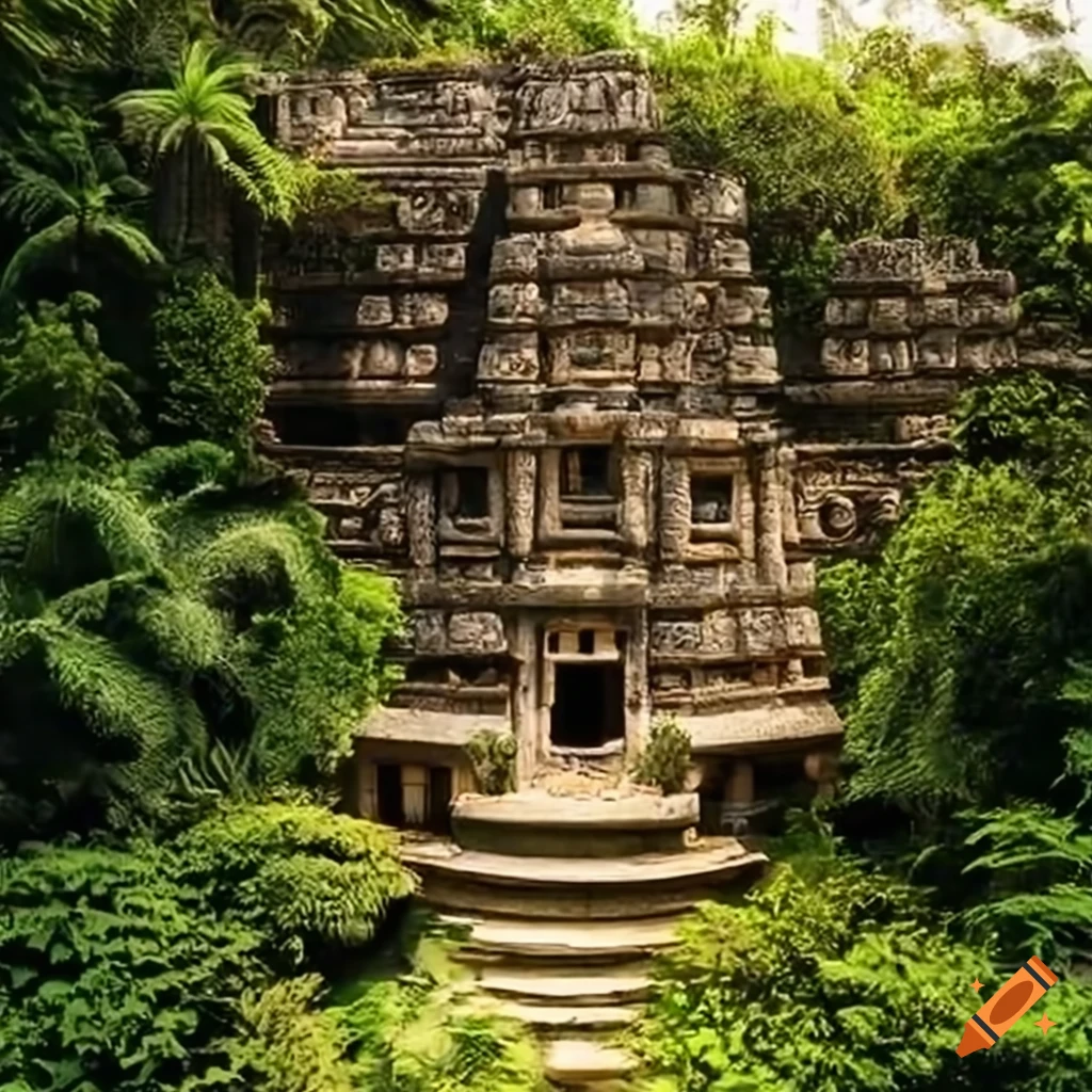 Stunning Mayan-style garden built into a cliff on Craiyon