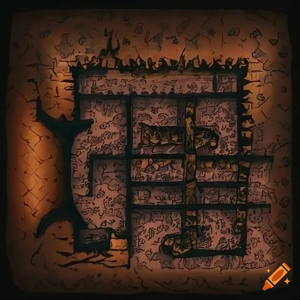D&d-style dungeon map inspired by snakes and ladders on Craiyon