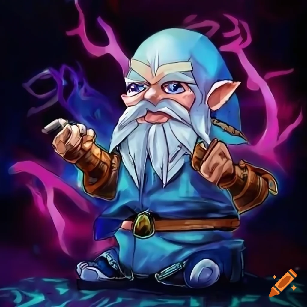 Gnome character inspired by yu-gi-oh style on Craiyon