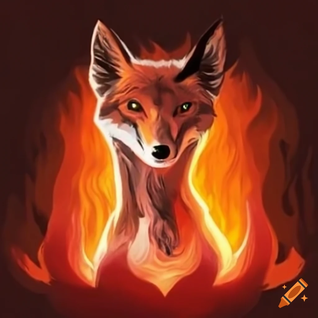 Flaming fox artwork on Craiyon