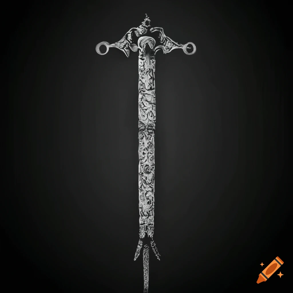 Black and white medieval banner on Craiyon