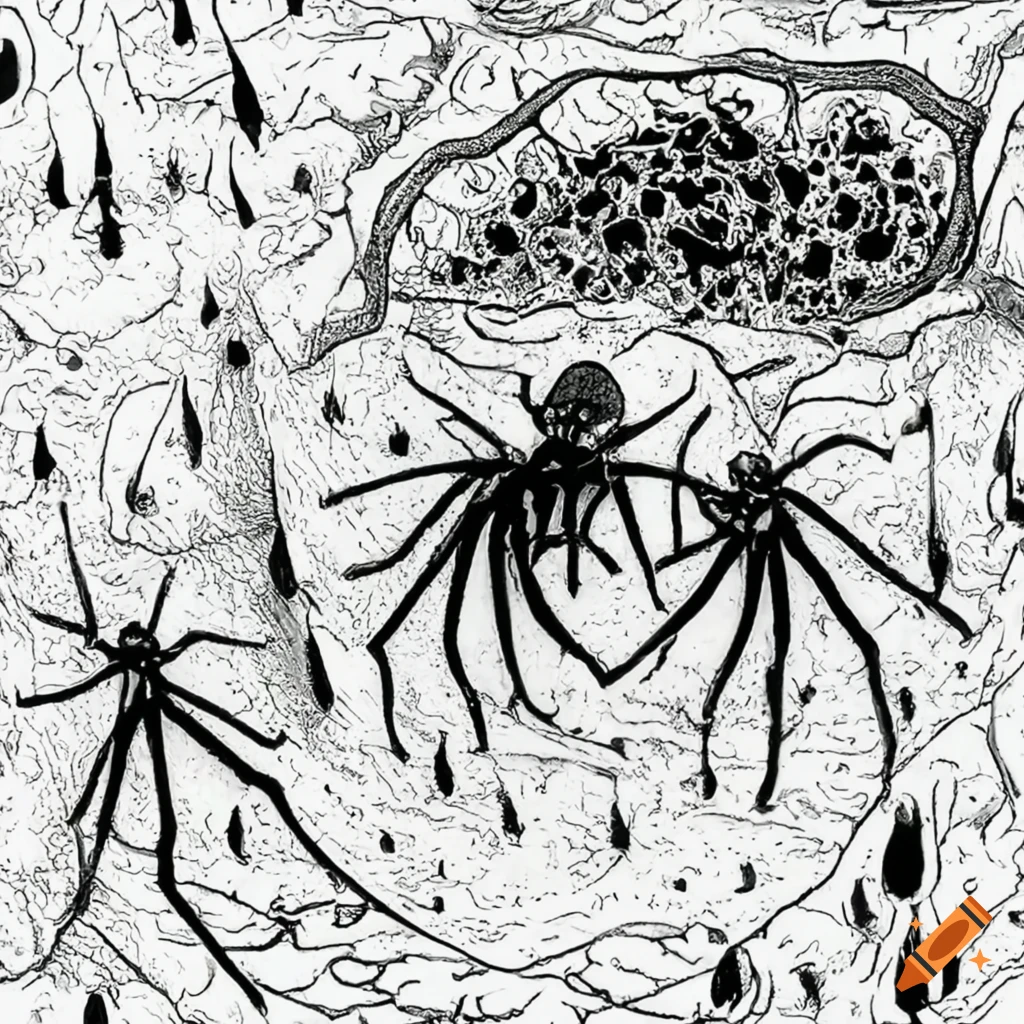 Ink drawing of a swarm of spiders on Craiyon
