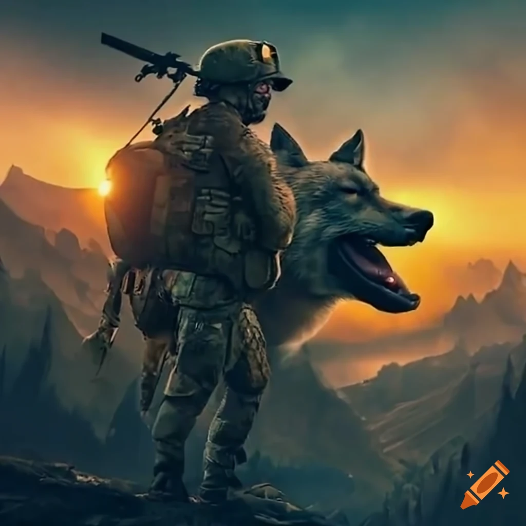 Wolves with army helmets in a helicopter going to war on Craiyon