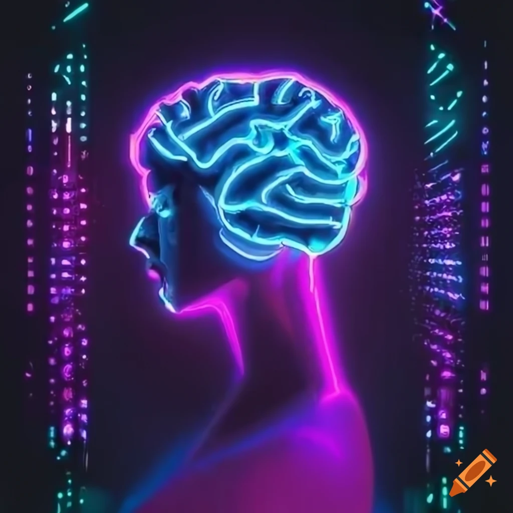 Blue cyberpunk brain avatar on Craiyon