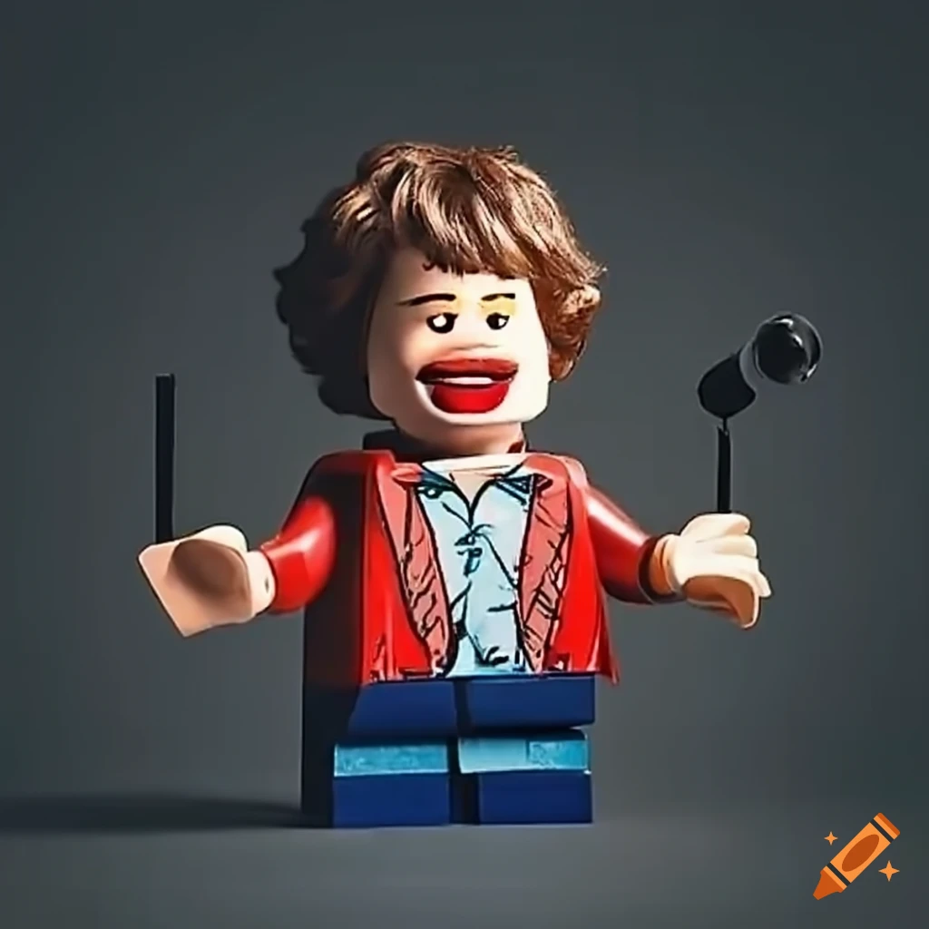 Lego puppet of mick jagger singing on Craiyon