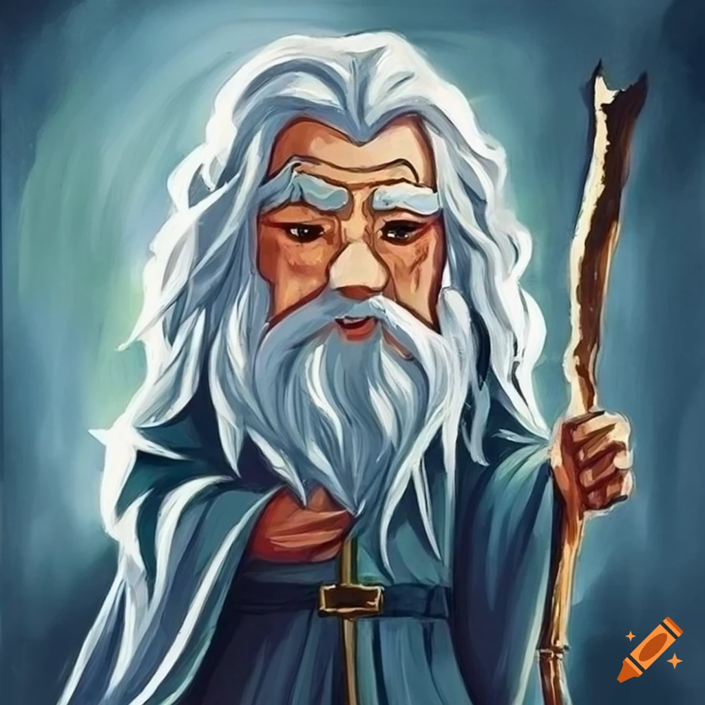 Cute chibi illustration of gandalf