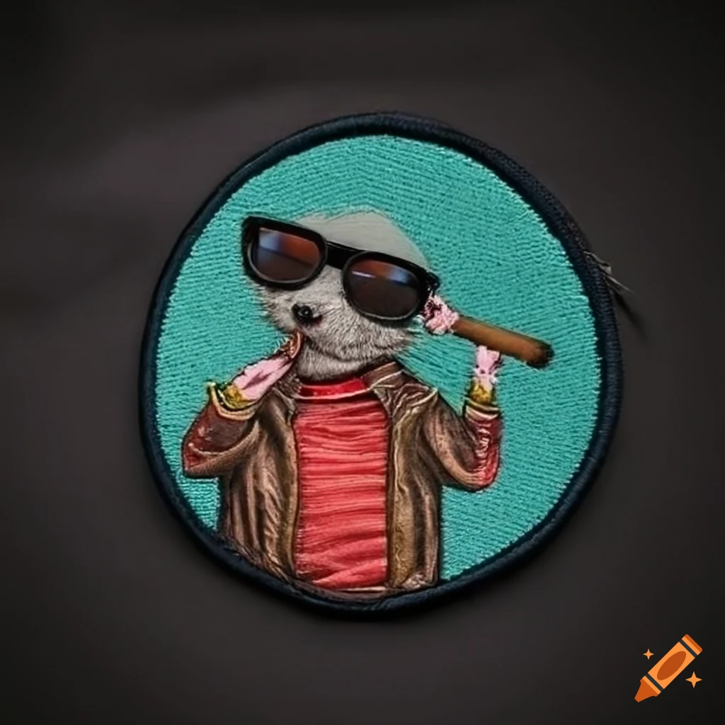 Embroidered patch of a cool rat bowling with style on Craiyon
