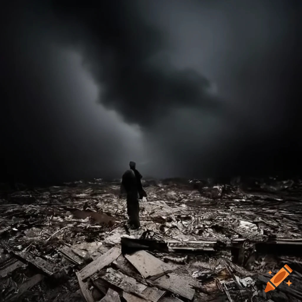 Haunting image of chaos and destruction on Craiyon