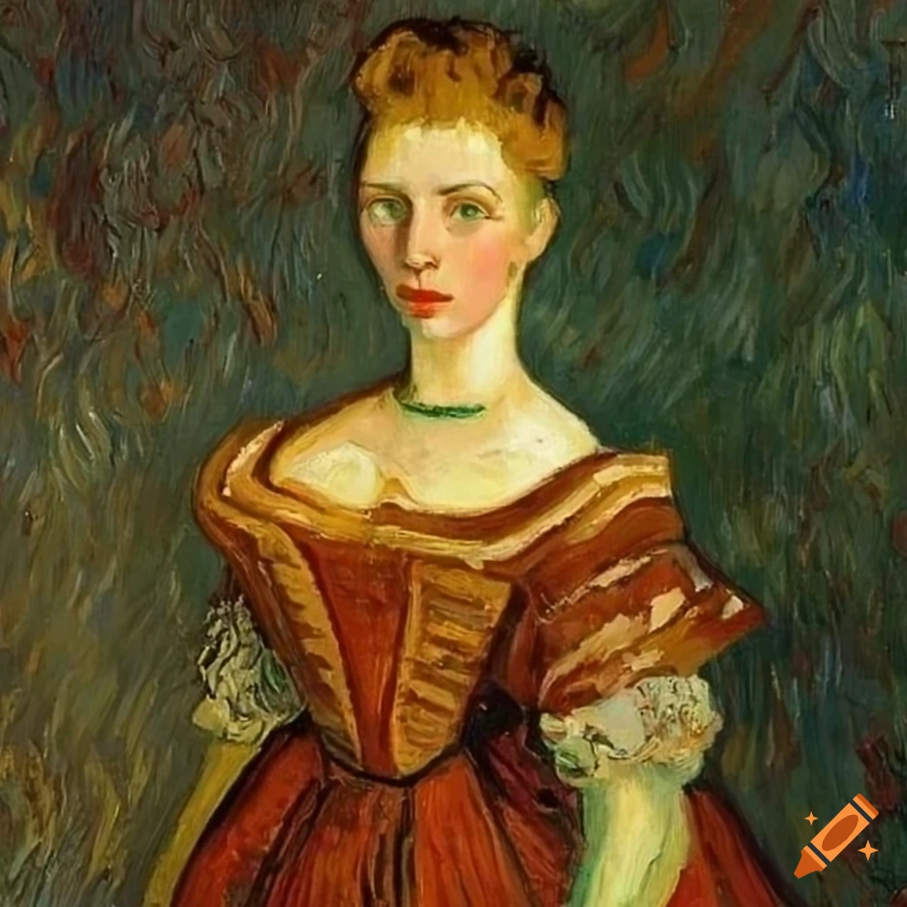 Van Gogh's masterpiece: elegant lady in a dress on Craiyon