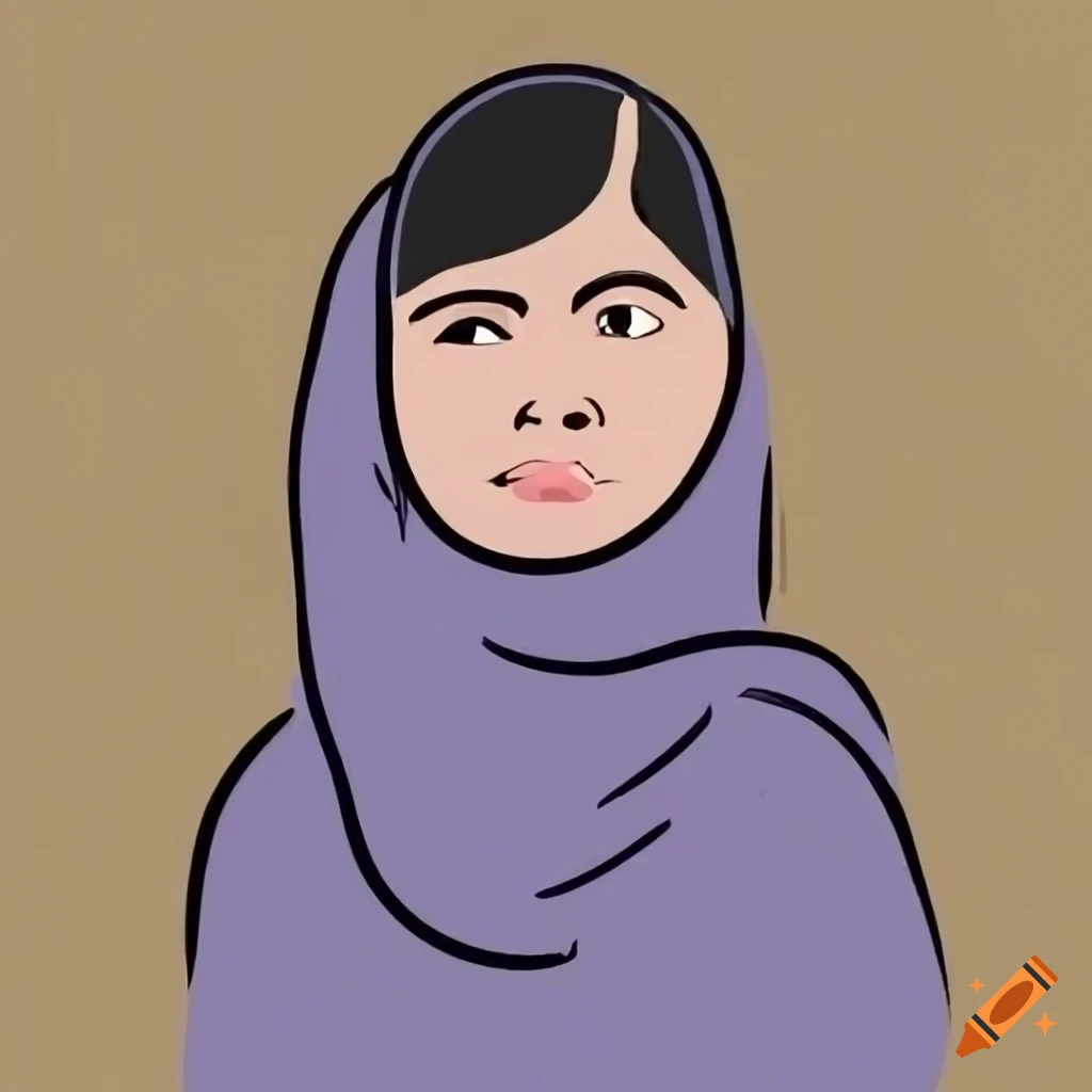 Minimalist cartoon portrait of malala yousafzai on Craiyon