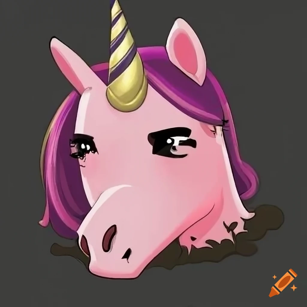 Cute unicorn sinking into mud on Craiyon