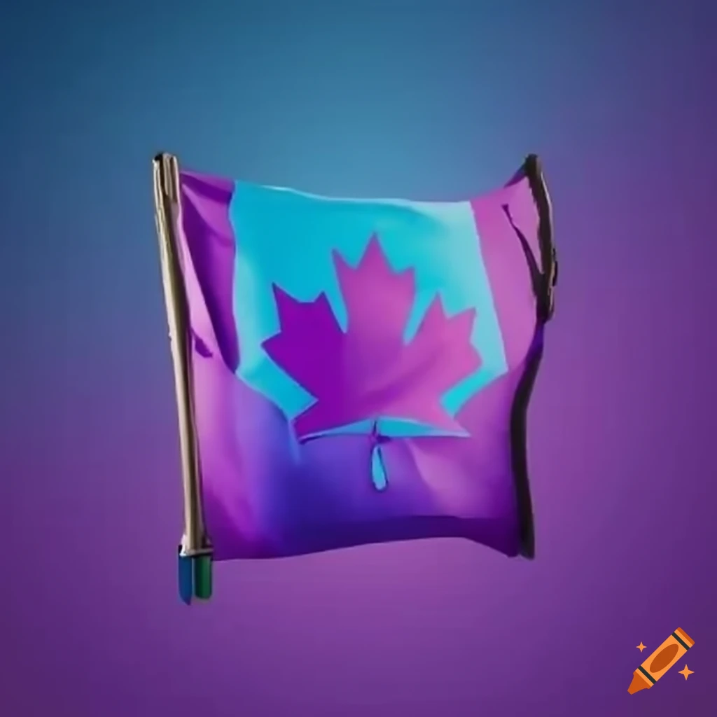 Fortnite image with blue and purple colors and Canada flag on Craiyon