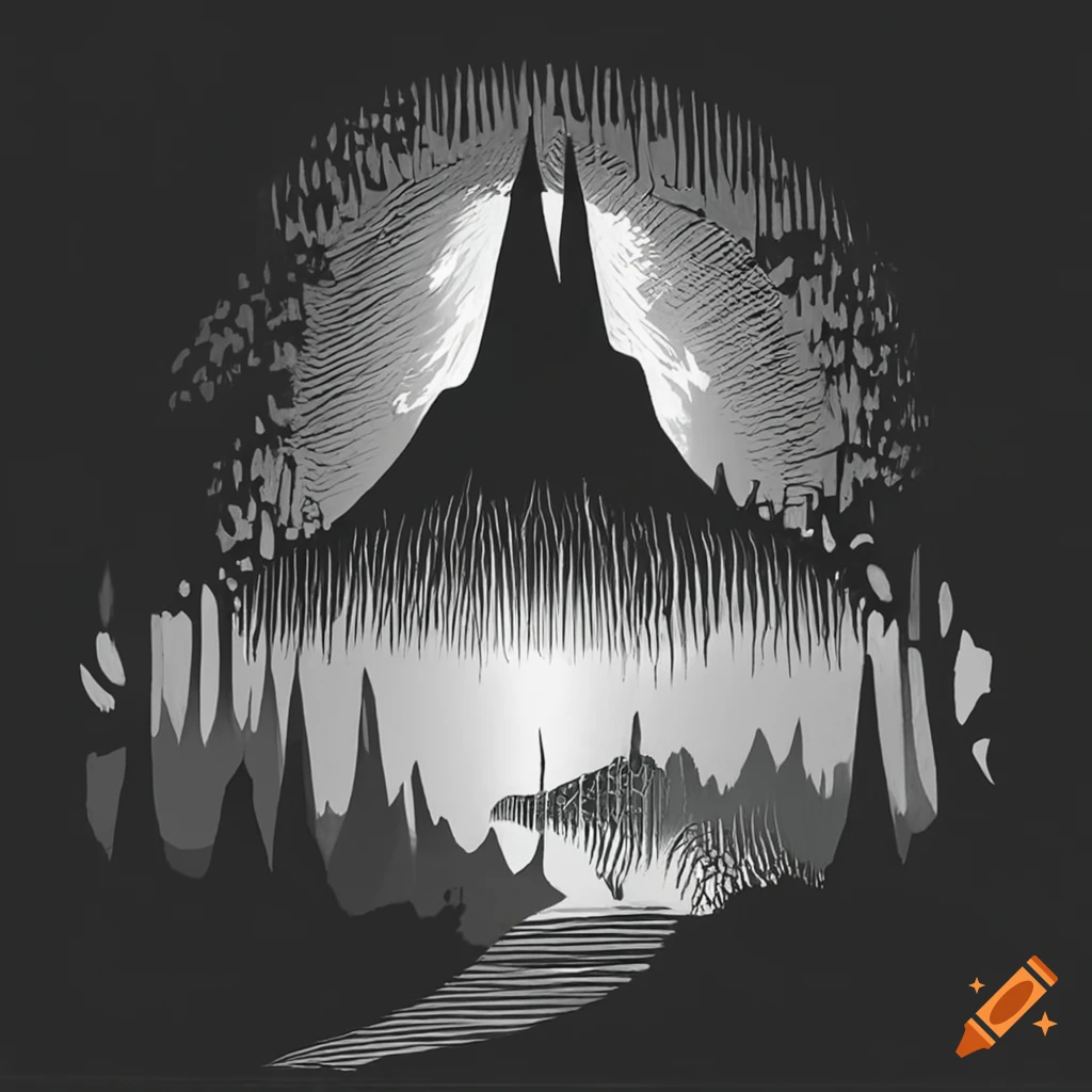 Castle surrounded by a magical forest near a volcano on Craiyon