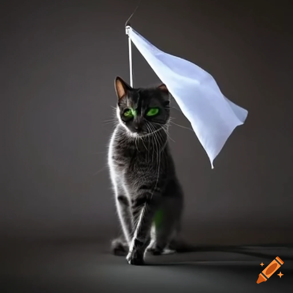 cat holding a flag and celebrating on Craiyon