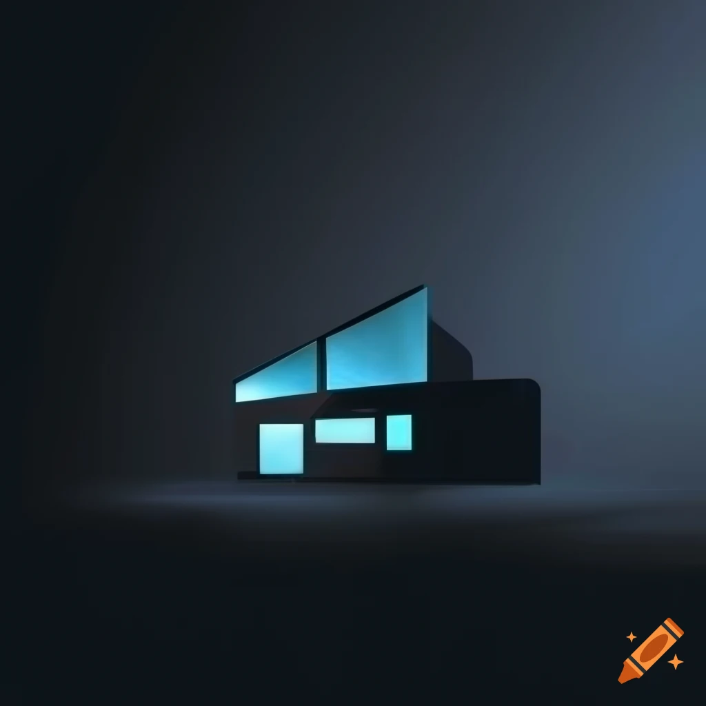 Modern futuristic home logo on black background on Craiyon