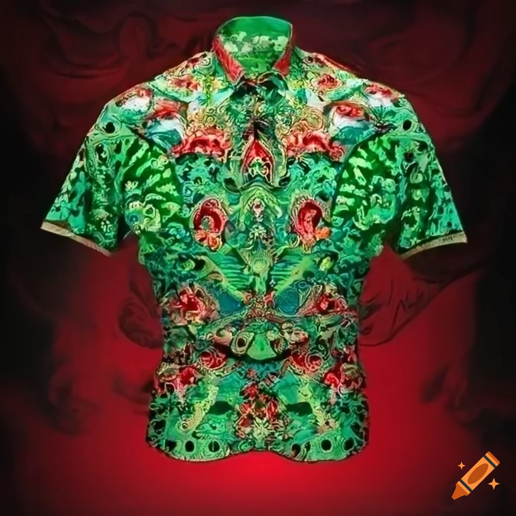 Versace and indonesian batik patterned long-sleeve shirt on Craiyon