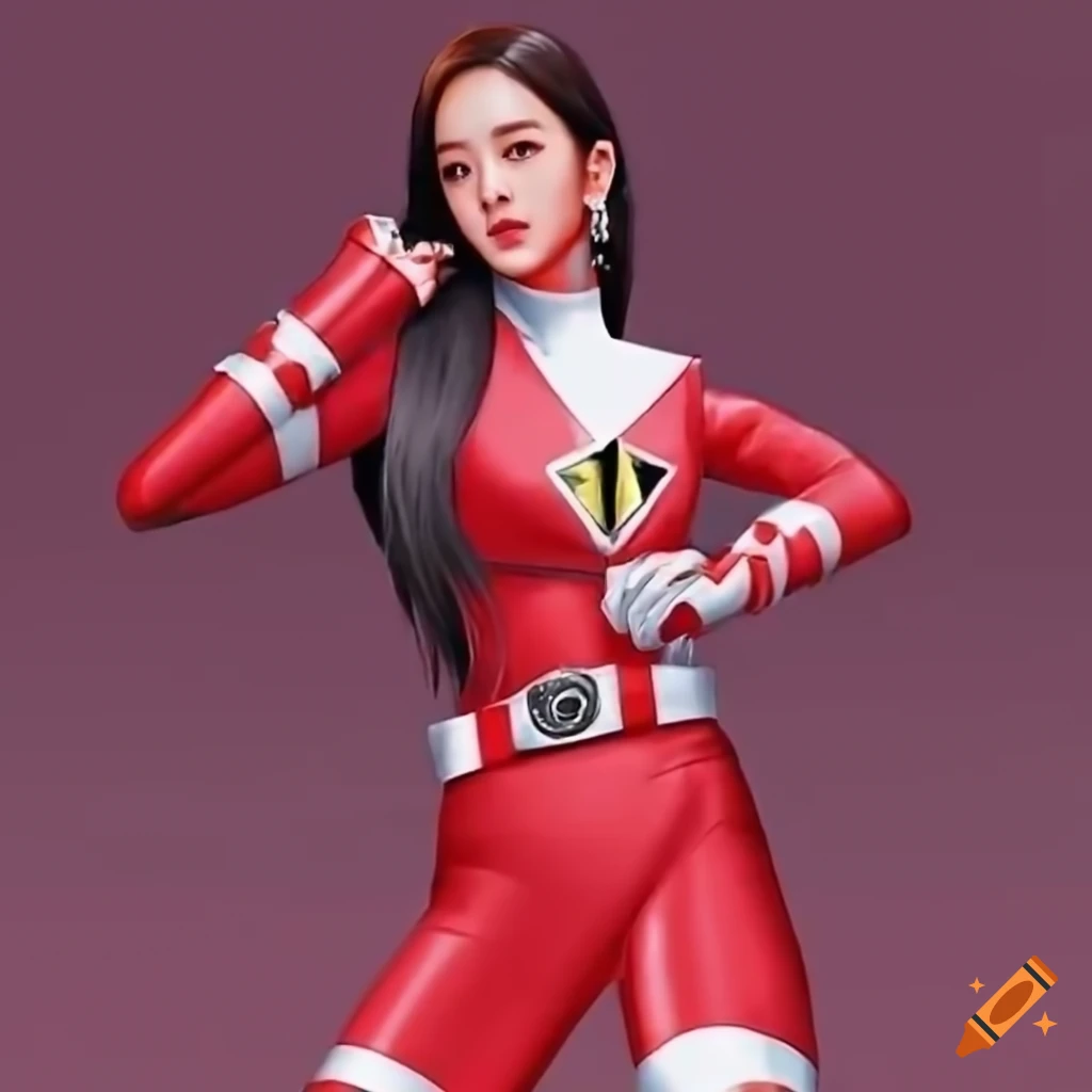 Jisoo of blackpink dressed as red power rangers
