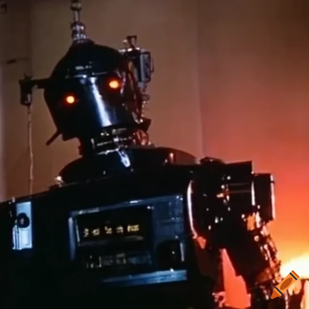 Sinister giant robot running on Craiyon