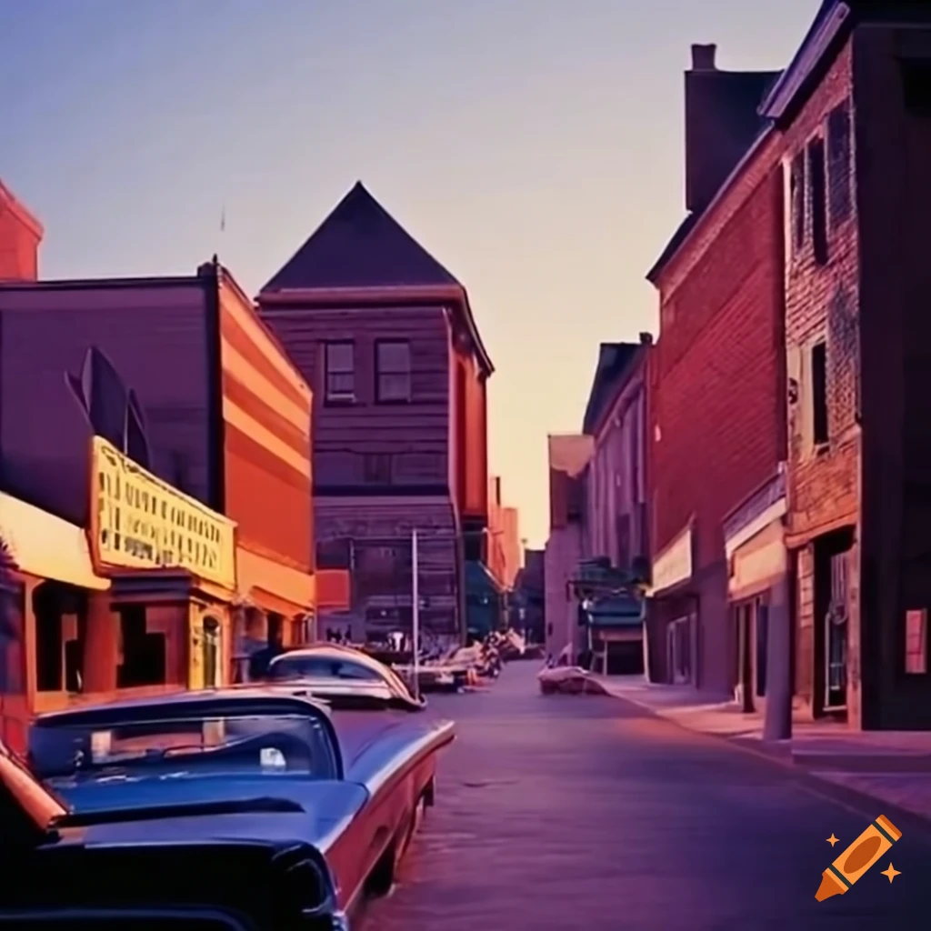Nostalgic scene of a 70s small american town on Craiyon