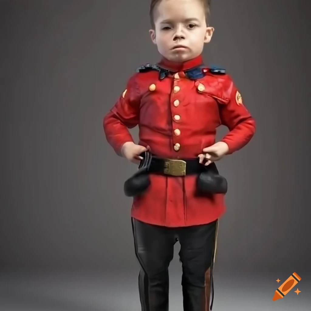 Young Canadian boy in mountie uniform on Craiyon