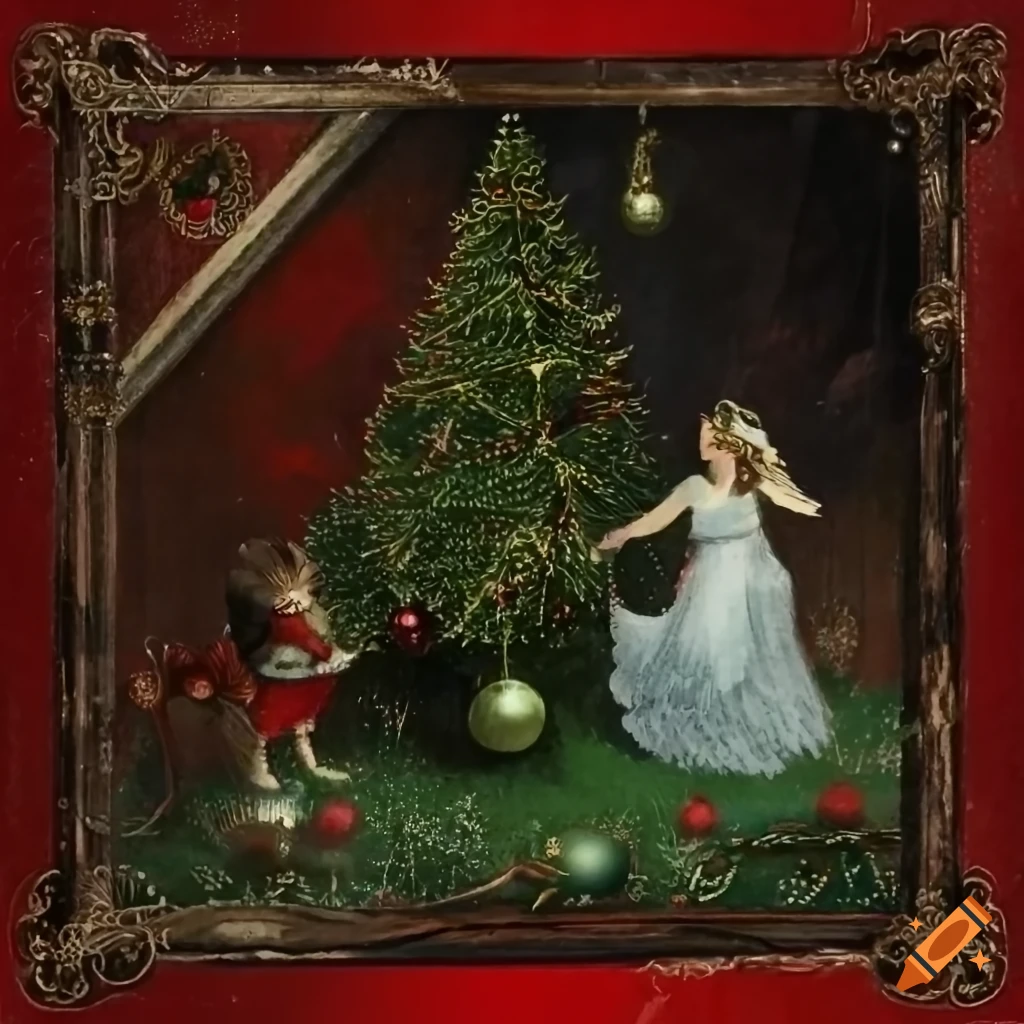 Victorian christmas painting with angels and demons on Craiyon