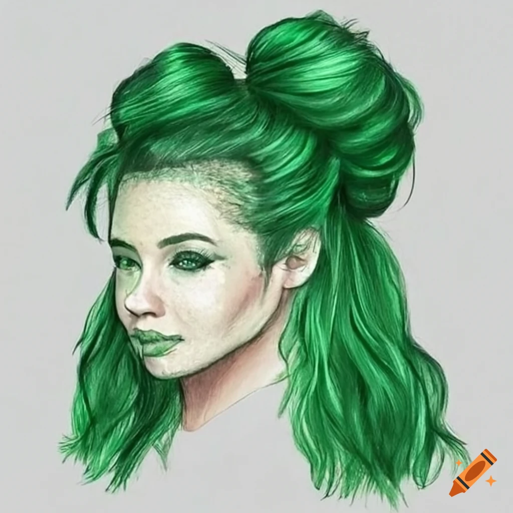 Stylish green hair bun